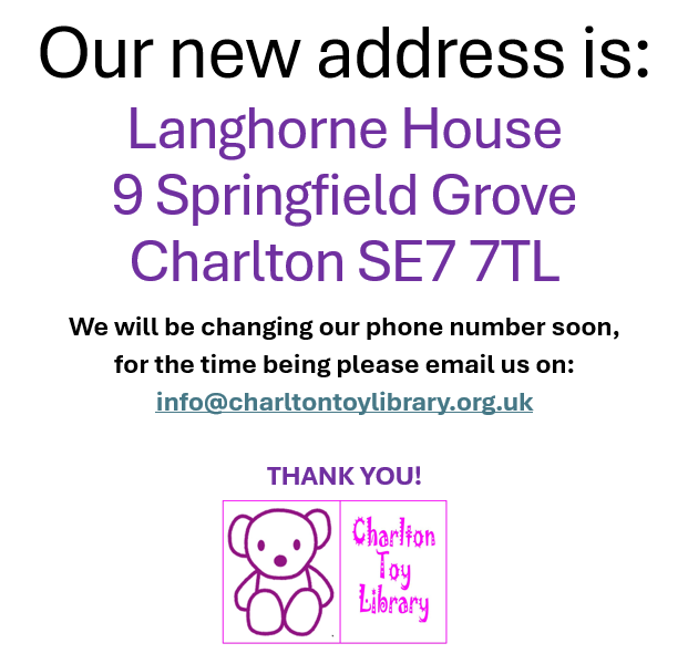 Our New Address! – Charlton Toy Library